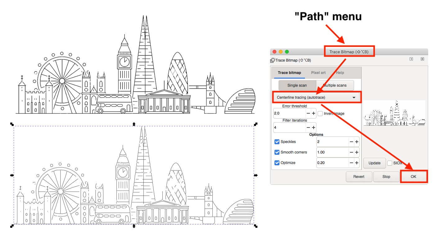 Inkscape 1.x – Converting B&W Images to Single Line Sketches for Gcode Engraving – The ...